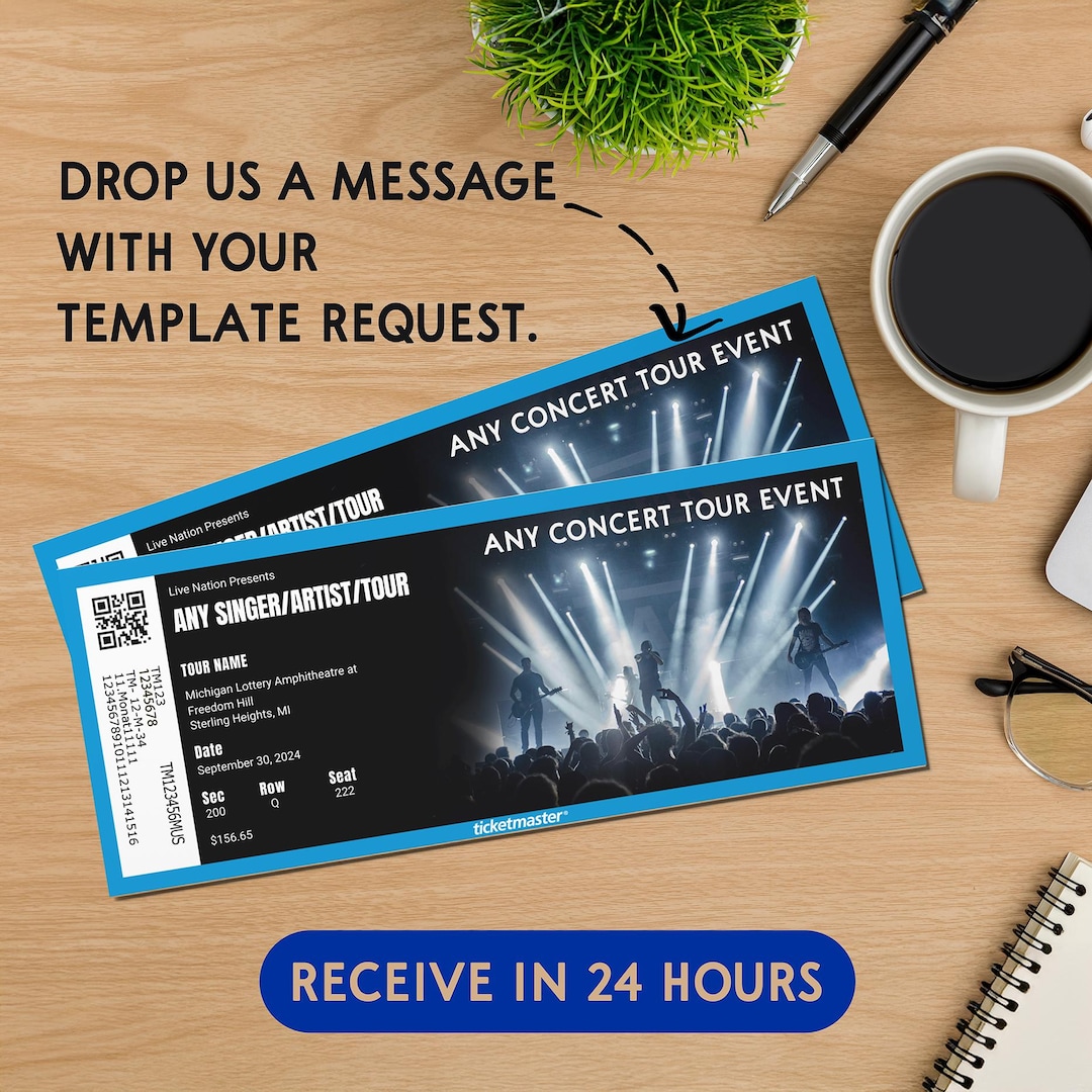Personalised Tour Ticket Template Editable Printable Concert ...