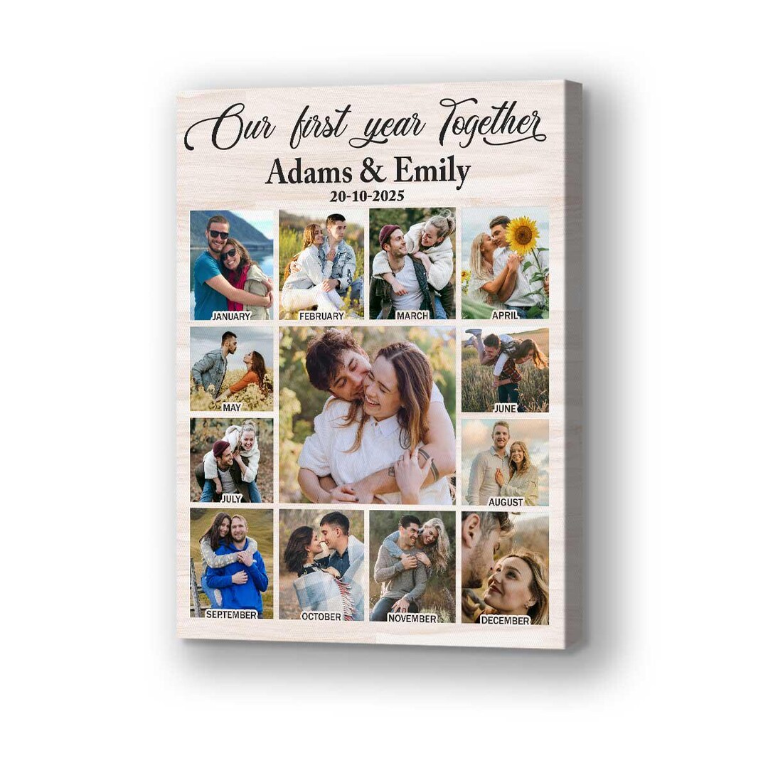 Personalized Our First Year Together Photo Collage Canvas: First ...