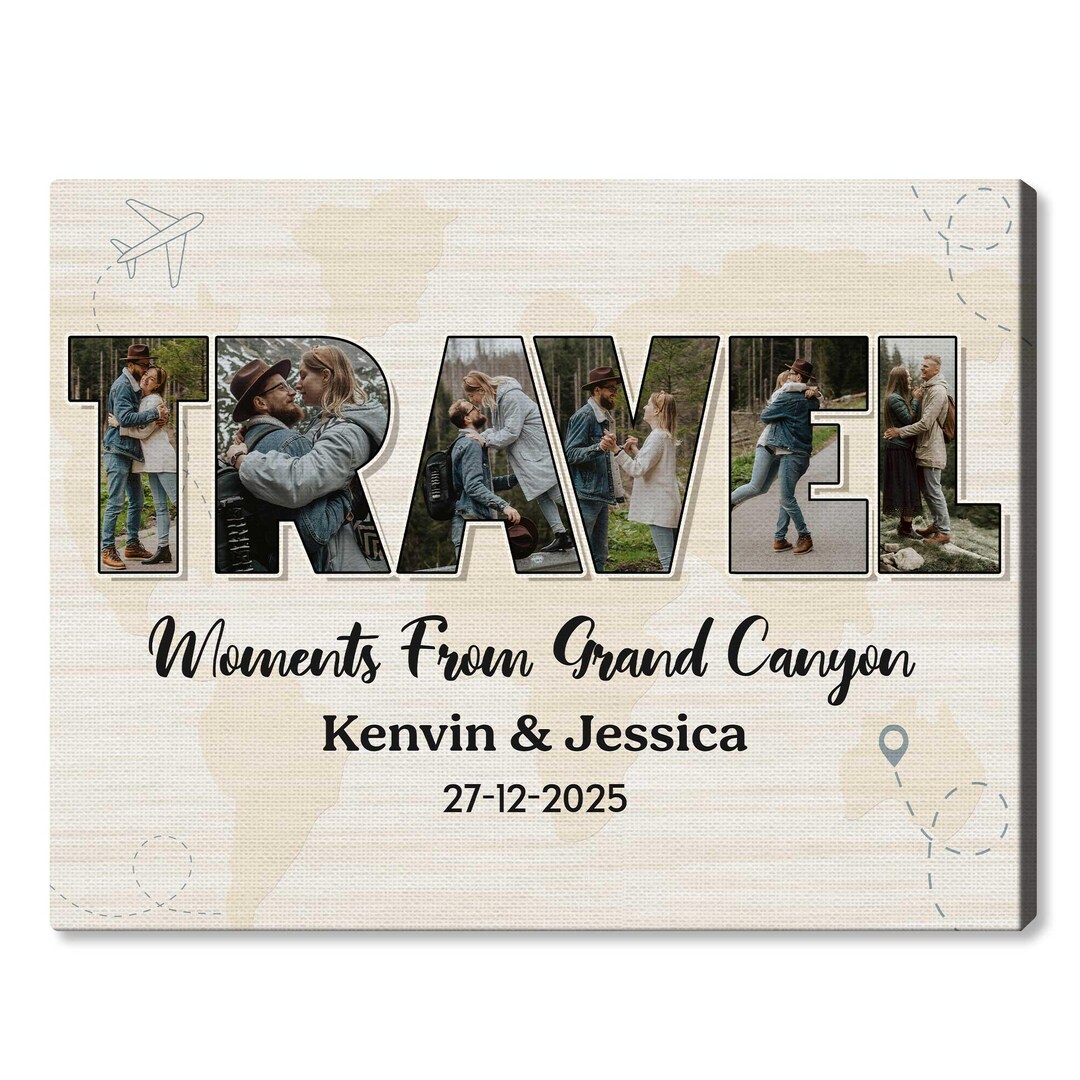 Personalized Travel Photo Collage Canvas: Couple Keepsake Gift - Etsy