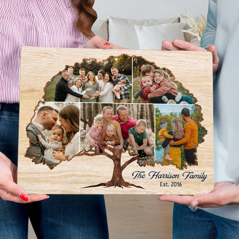 Personalized Family Tree Photo Collage Canvas: Custom Anniversary Gift ...