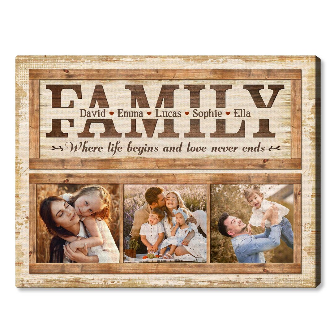 Custom Family Photo Collage Canvas: Watercolor Farmhouse Style - Etsy