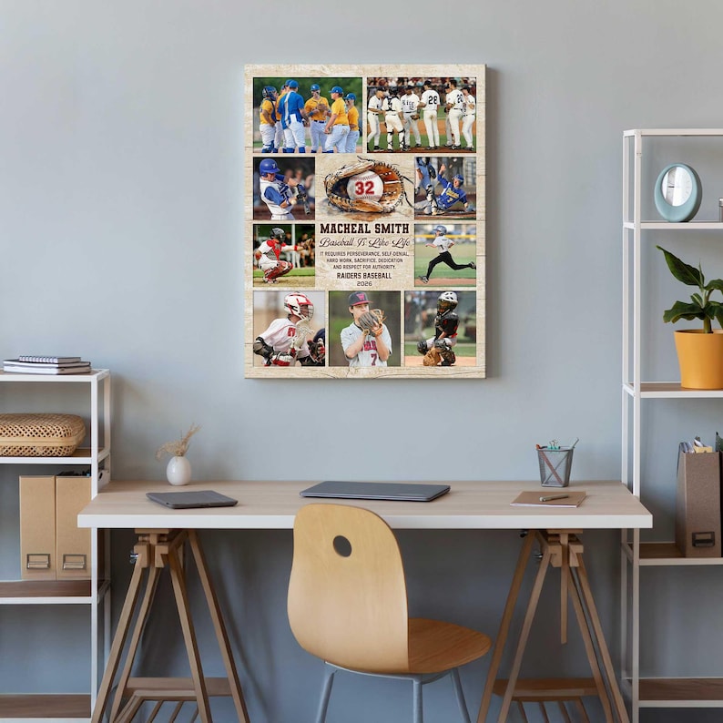 Personalized Baseball Photo Collage Canvas | Baseball Team Print ...
