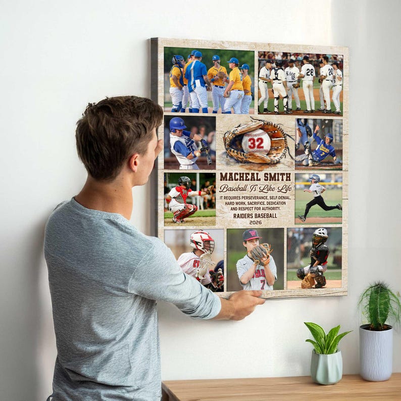 Personalized Baseball Photo Collage Canvas | Baseball Team Print ...