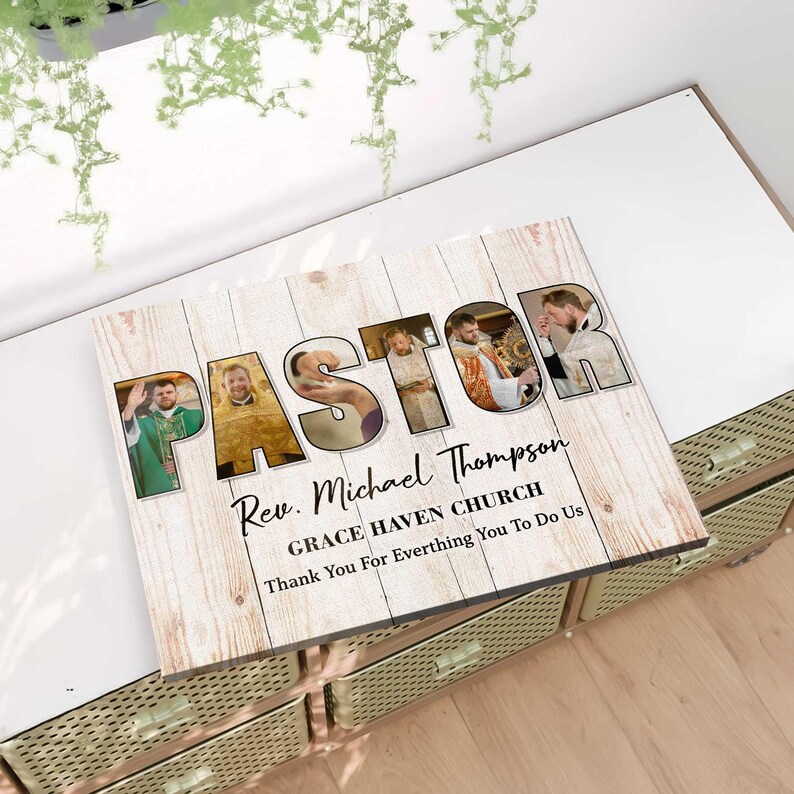 Personalized “PASTOR” Photo Collage Canvas – Custom Church Appreciation ...