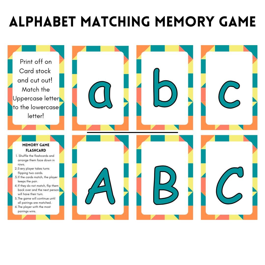 Alphabet Matching Memory Game - Etsy
