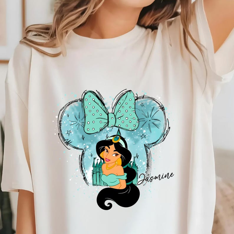 Disney Princess Jasmine Gang Sheet DTF Transfer, Minnie Head and Disney ...