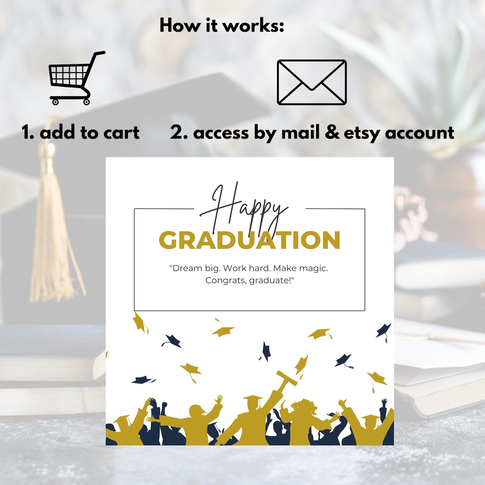 Modern Graduation Card: Black and Gold Congrats (digital Download ...