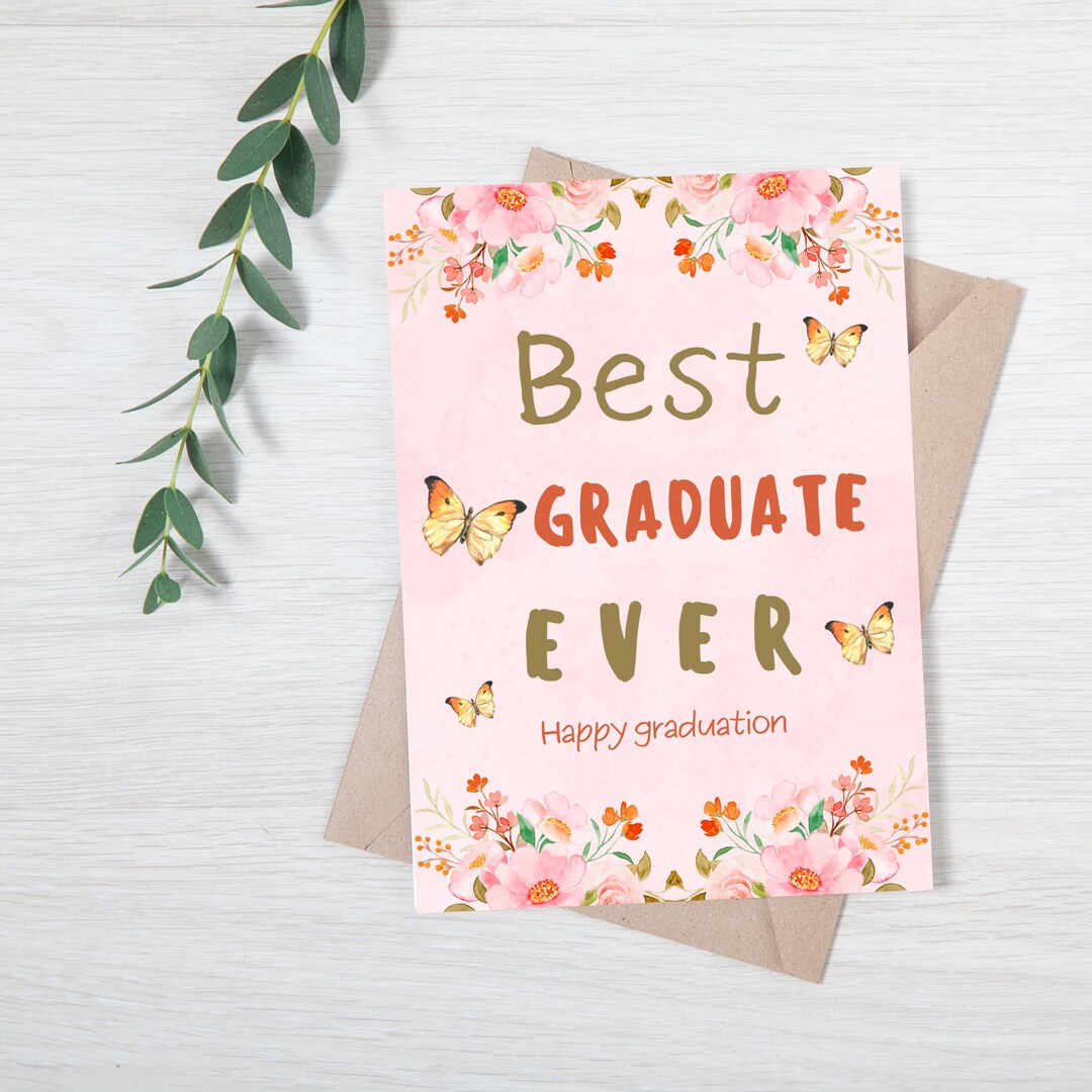 Printable Graduation Card: Pink Butterfly Class of 2025 (5x7 Digital ...