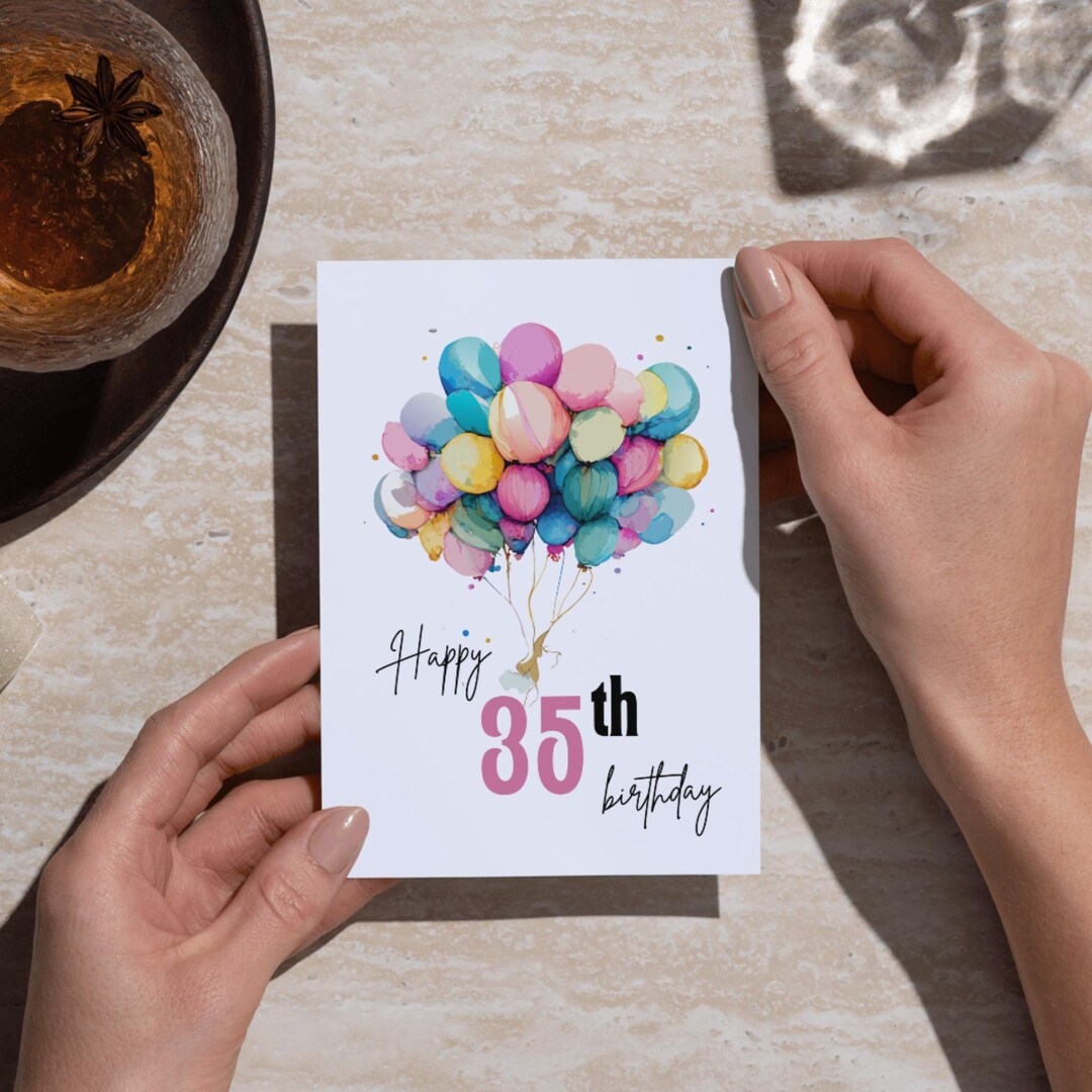 Printable 35th Birthday Card, Colorful Balloons (digital Download) - Etsy