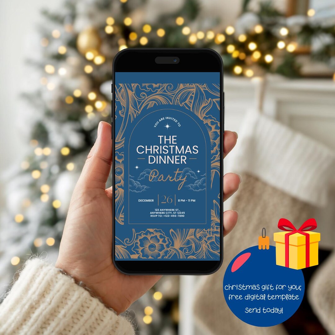 Blue Mocha Christmas Party Invitation Template (canva Digital 5x7) - Etsy