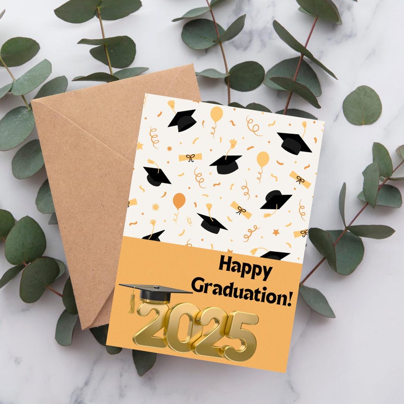 Printable Graduation Card: Class of 2025 Congrats (5x7 Inch Digital ...