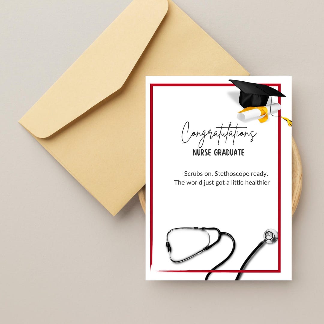 Printable Nurse Graduation Card: Congrats, Class of 2026 (digital ...