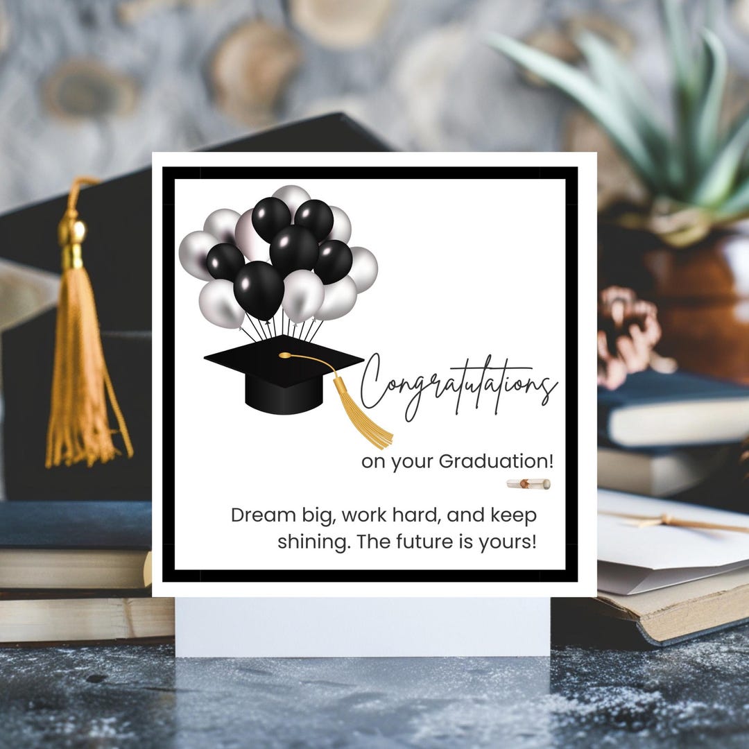 Modern Graduation Card: Black & White Congrats, Class of 2026 (digital ...