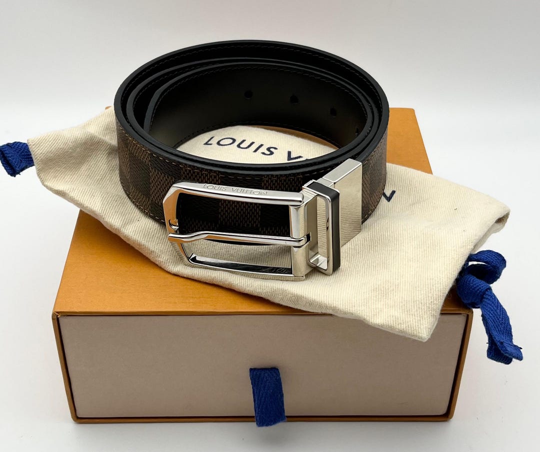 LOUIS VUITTON Authentic Reversible Men's Belt in Ebony Damier Canvas ...