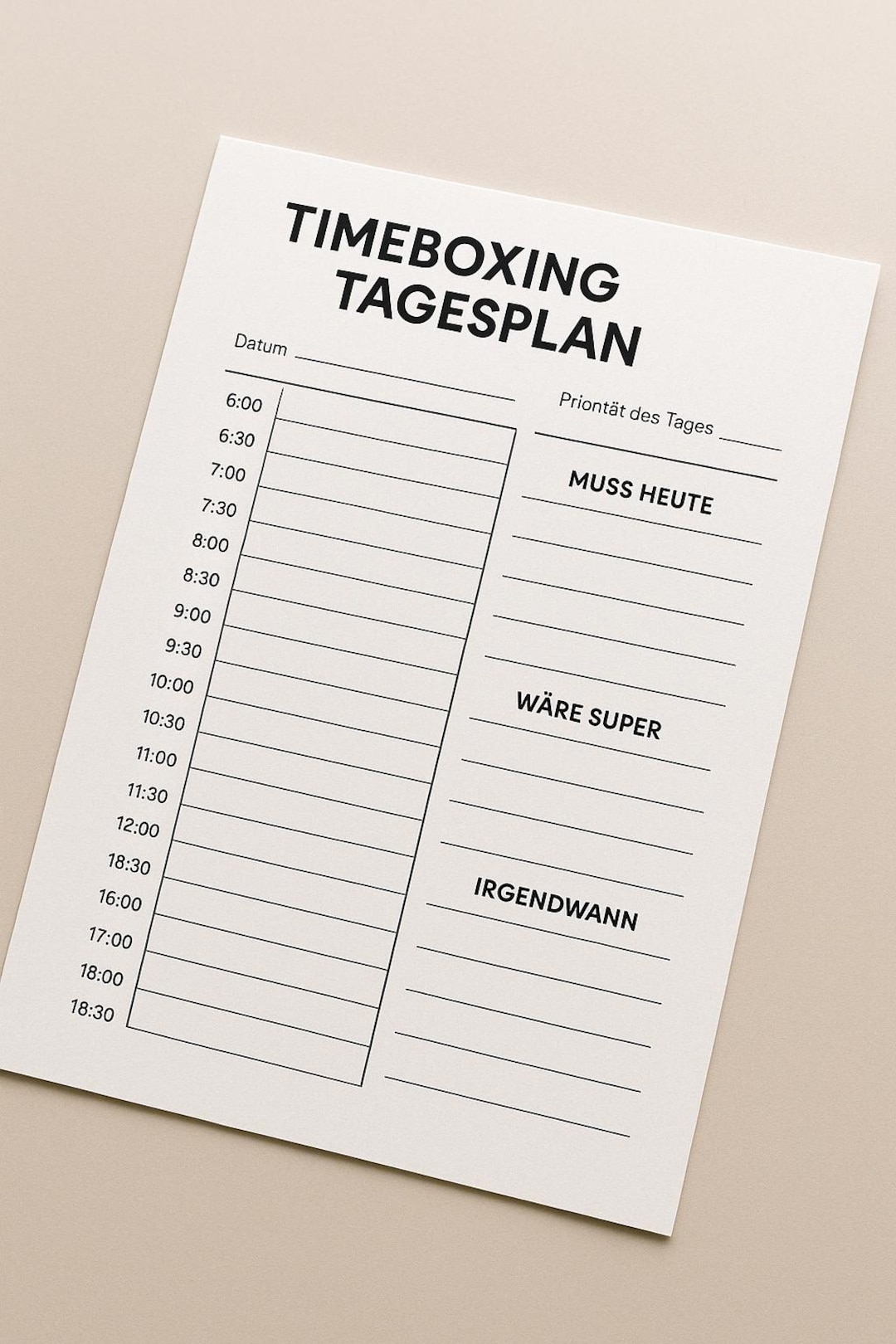 Timeboxing Template - Etsy