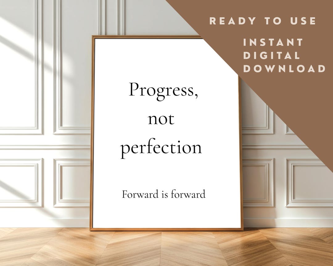 Progress Not Perfection Printable | Minimalist Cubicle Decor Wall Art ...