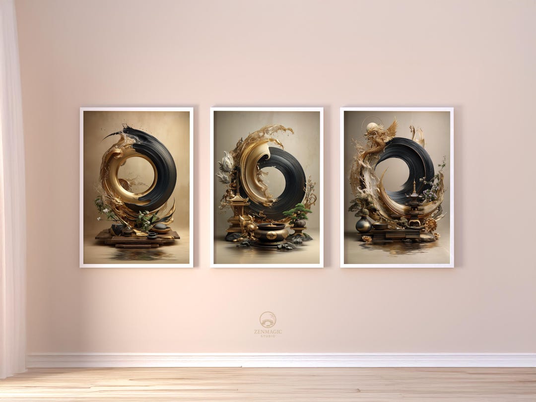 Zen Dragon Enso Trio Wall Art - Etsy