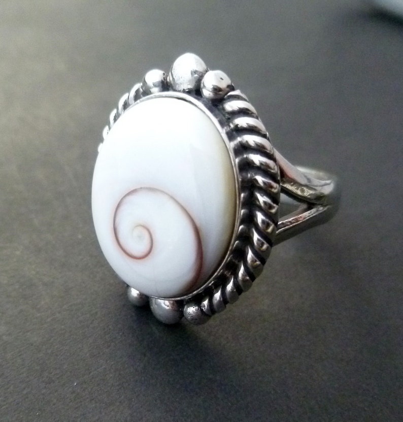 Silver Shiva Eye Ring Handmade Silver Ring White Spiral Ring Custom ...