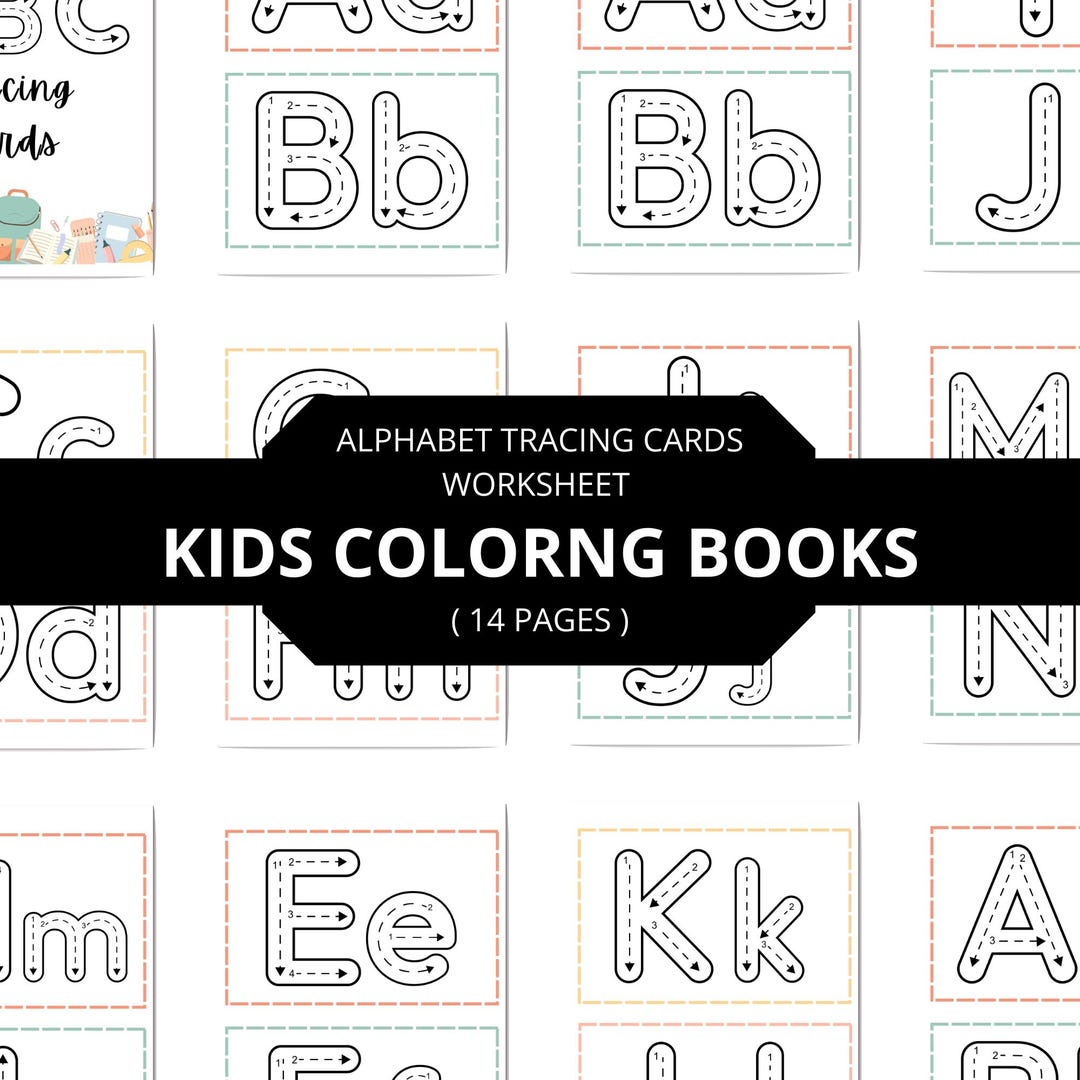 Alphabet Tracing Cards Worksheet | Pastel Color ABC Flashcards ...