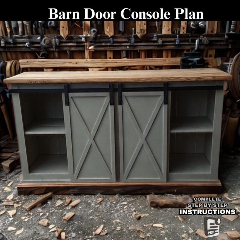 Barn Door Console Plans PDF: Rustic Farmhouse TV Stand Blueprint - Etsy