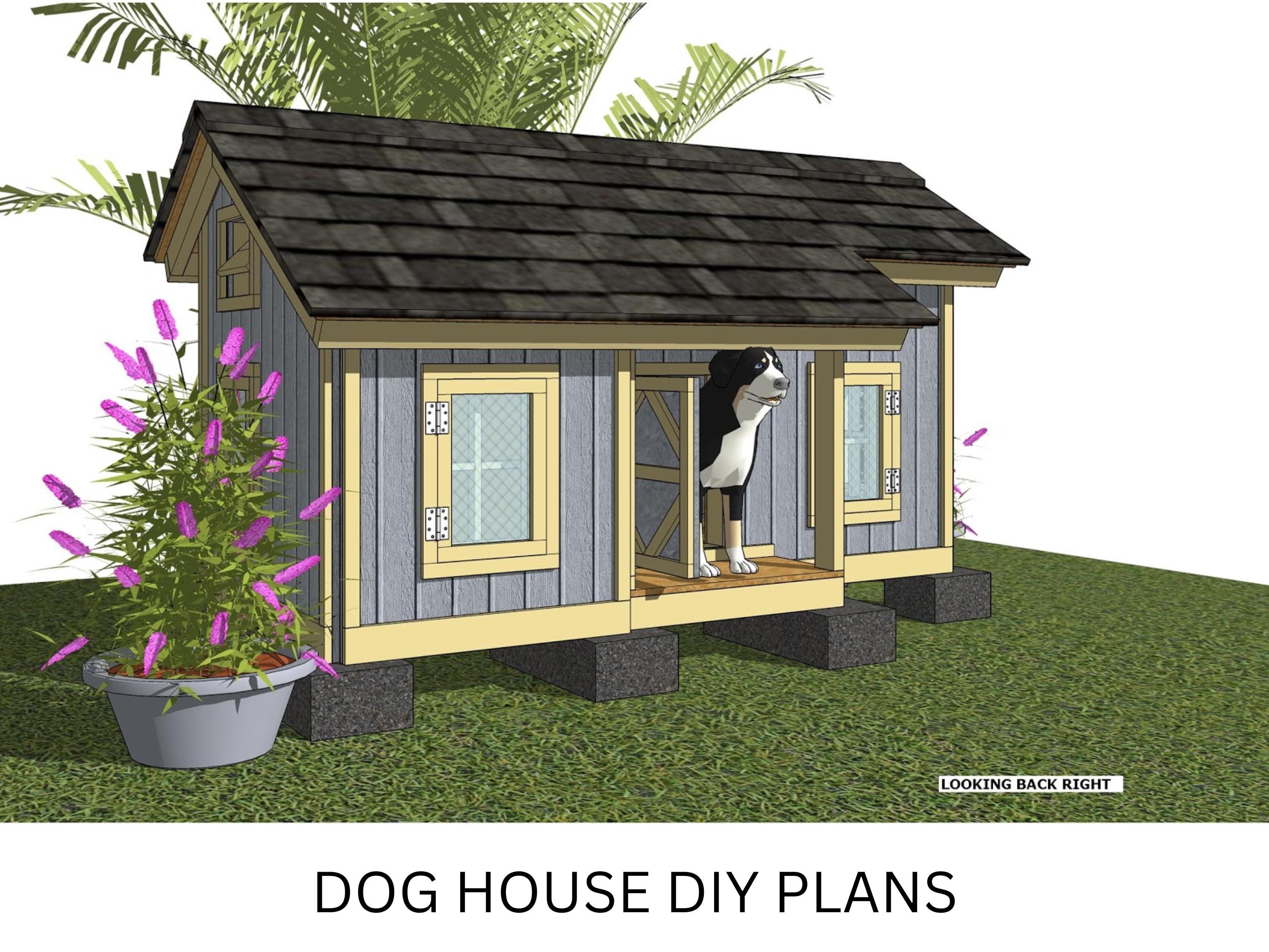 DIY Doghouse Blueprints With Step by Step Video Build Plans - DIY ...
