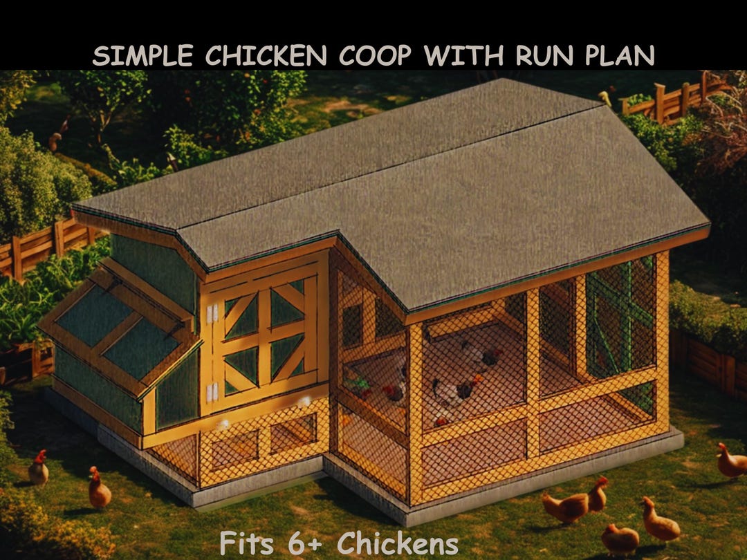DIY Chicken Coop Plans With Run: Easy Build for 6 Chickens (digital ...