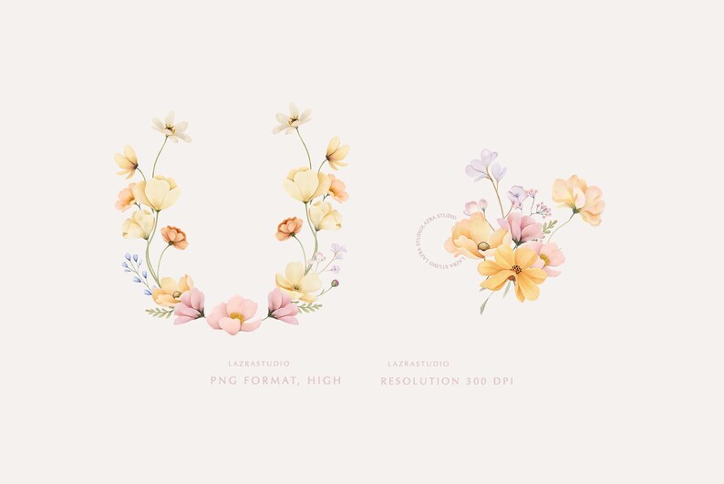 Watercolor Spring Flowers Clipart: Hand-painted Wildflower Bundle ...
