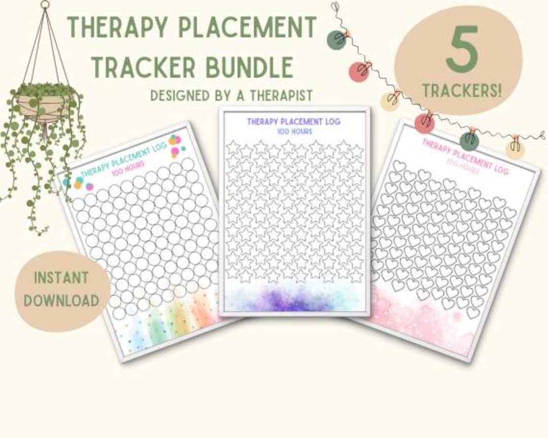 5 Visual Therapy Placement Log Tracker 100 Hours, Basic Shapes to Fill ...