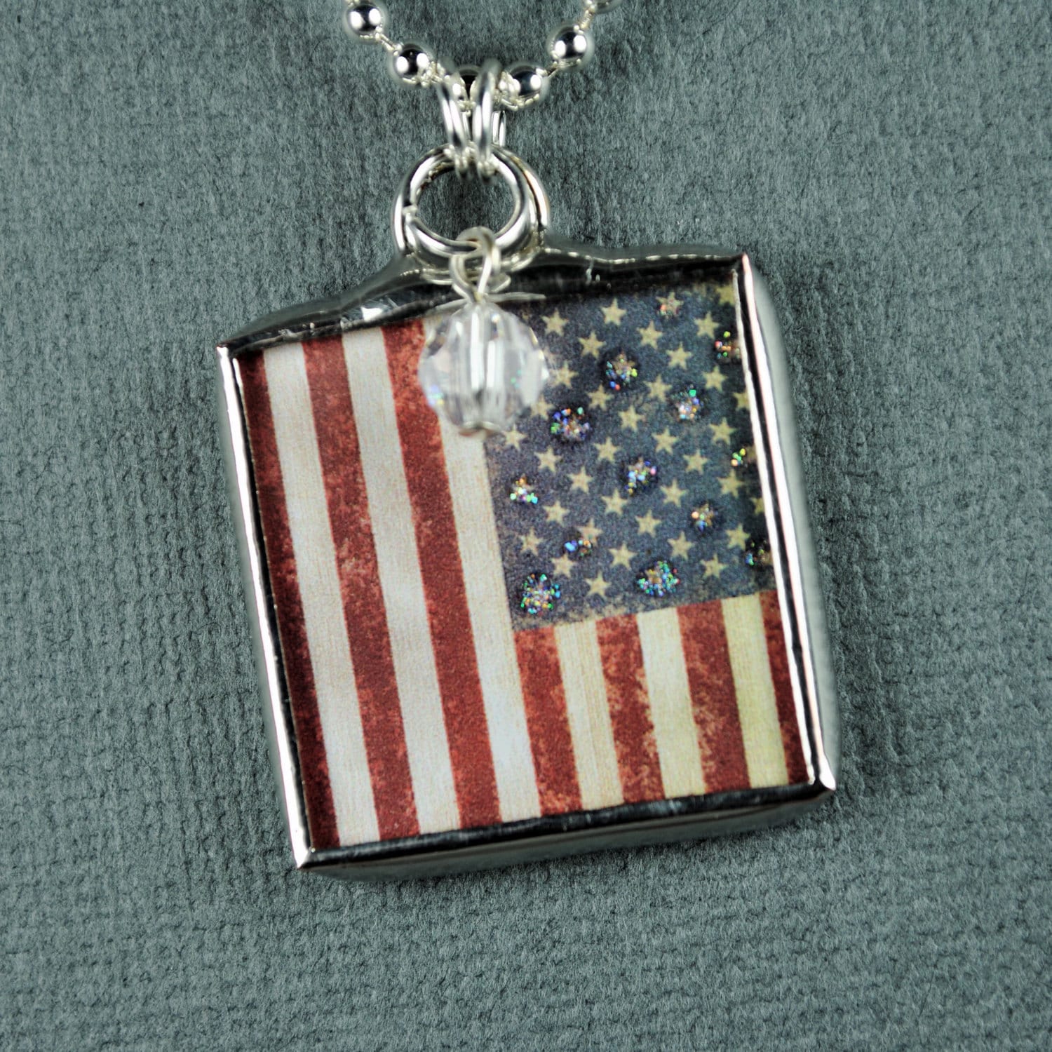 American Flag Necklace American Flag Pendant Patriotic Jewelry | Etsy