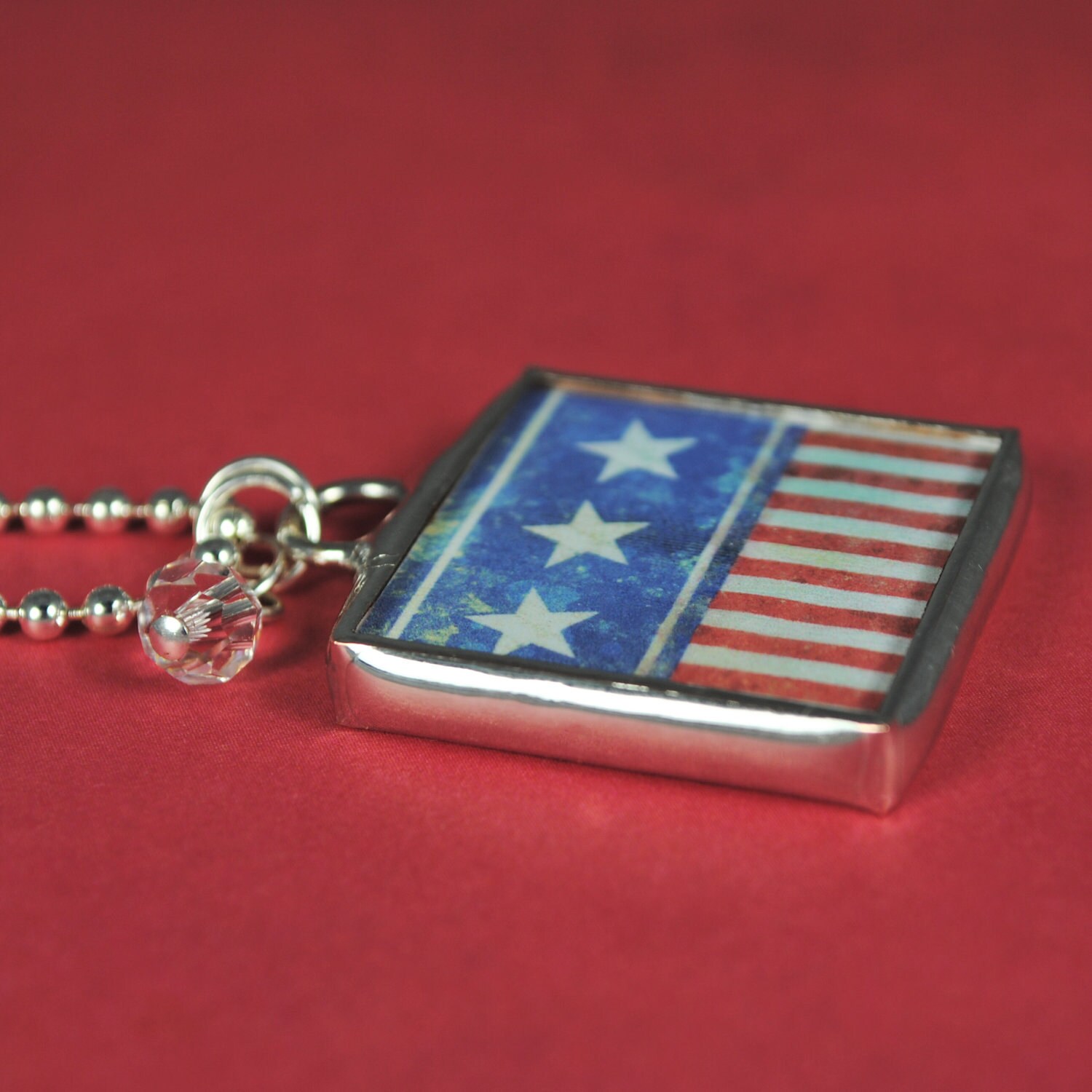 American Flag Necklace American Flag Pendant Patriotic Jewelry | Etsy