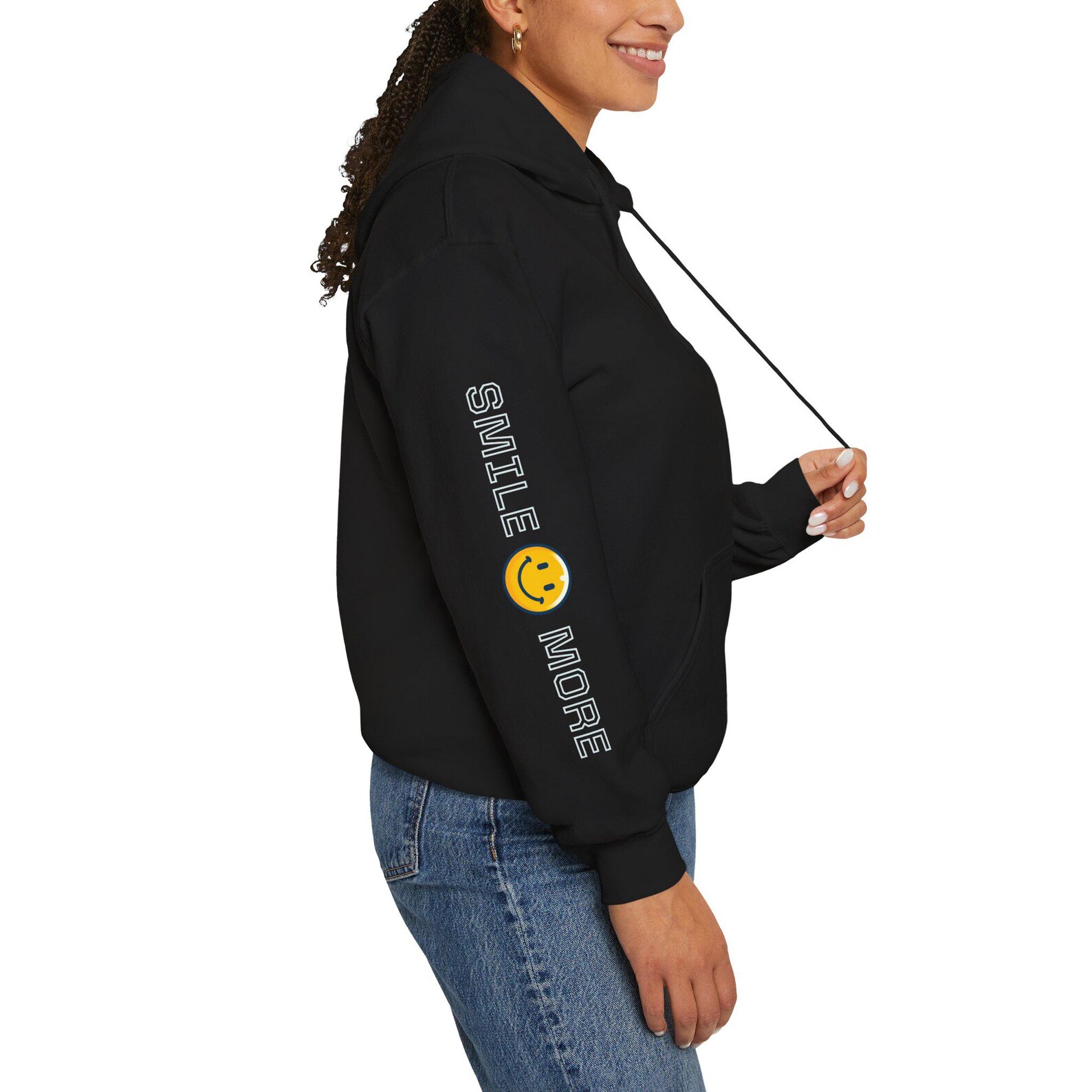 Smile More Smiley Face Hoodie, Happy Face Sweatshirt, Positive Vibes ...