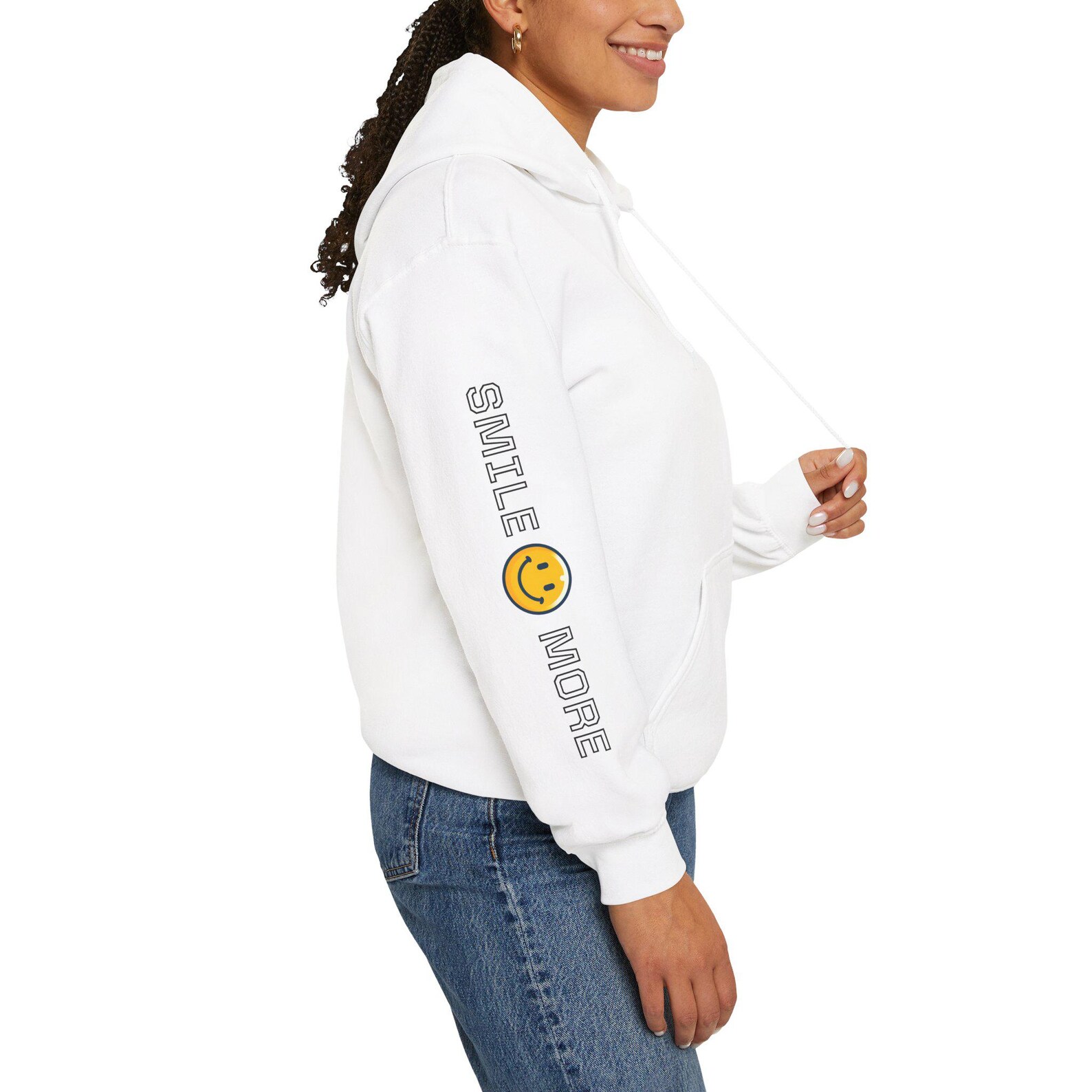 Smile More Smiley Face Hoodie, Happy Face Sweatshirt, Positive Vibes ...