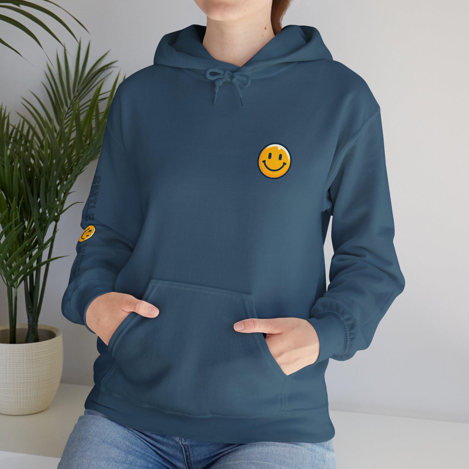Smile More Smiley Face Hoodie, Happy Face Sweatshirt, Positive Vibes ...