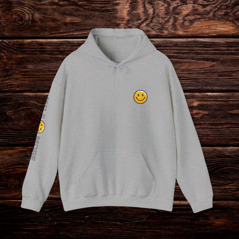 Smile More Smiley Face Hoodie, Happy Face Sweatshirt, Positive Vibes ...