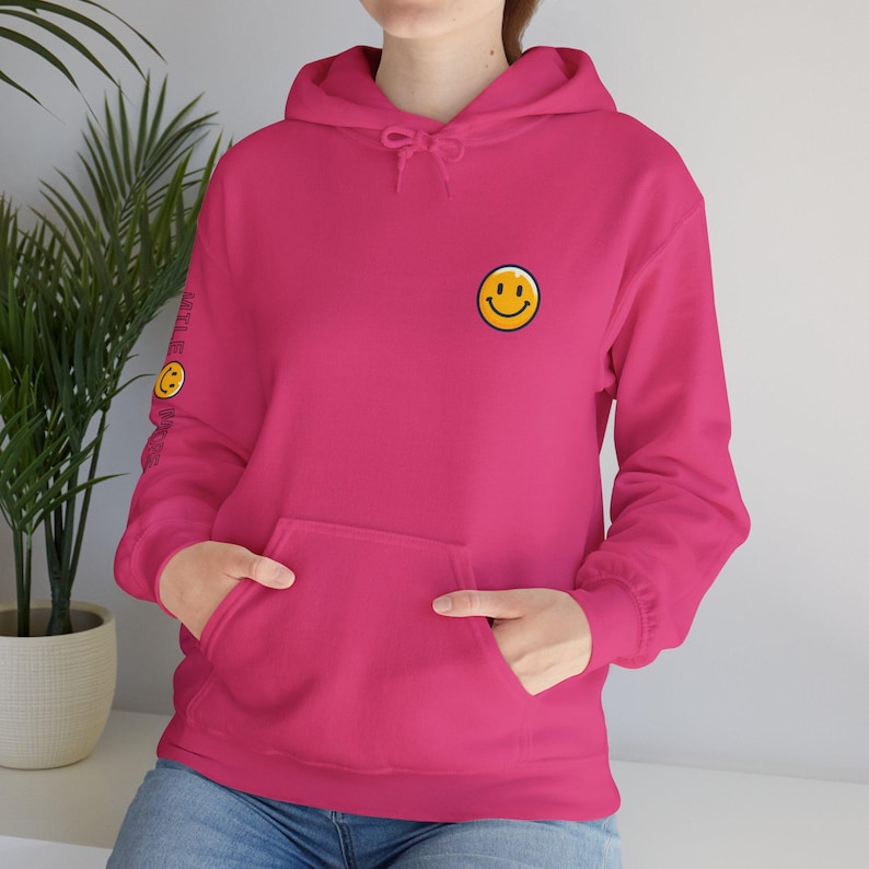 Smile More Smiley Face Hoodie, Happy Face Sweatshirt, Positive Vibes ...