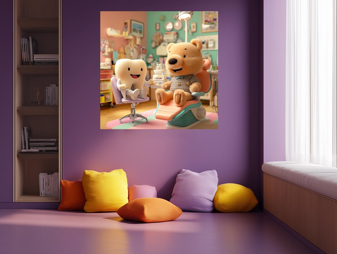 Cute Tooth & Teddy Dentist Poster | Pediatric Dental Office Wall Art ...