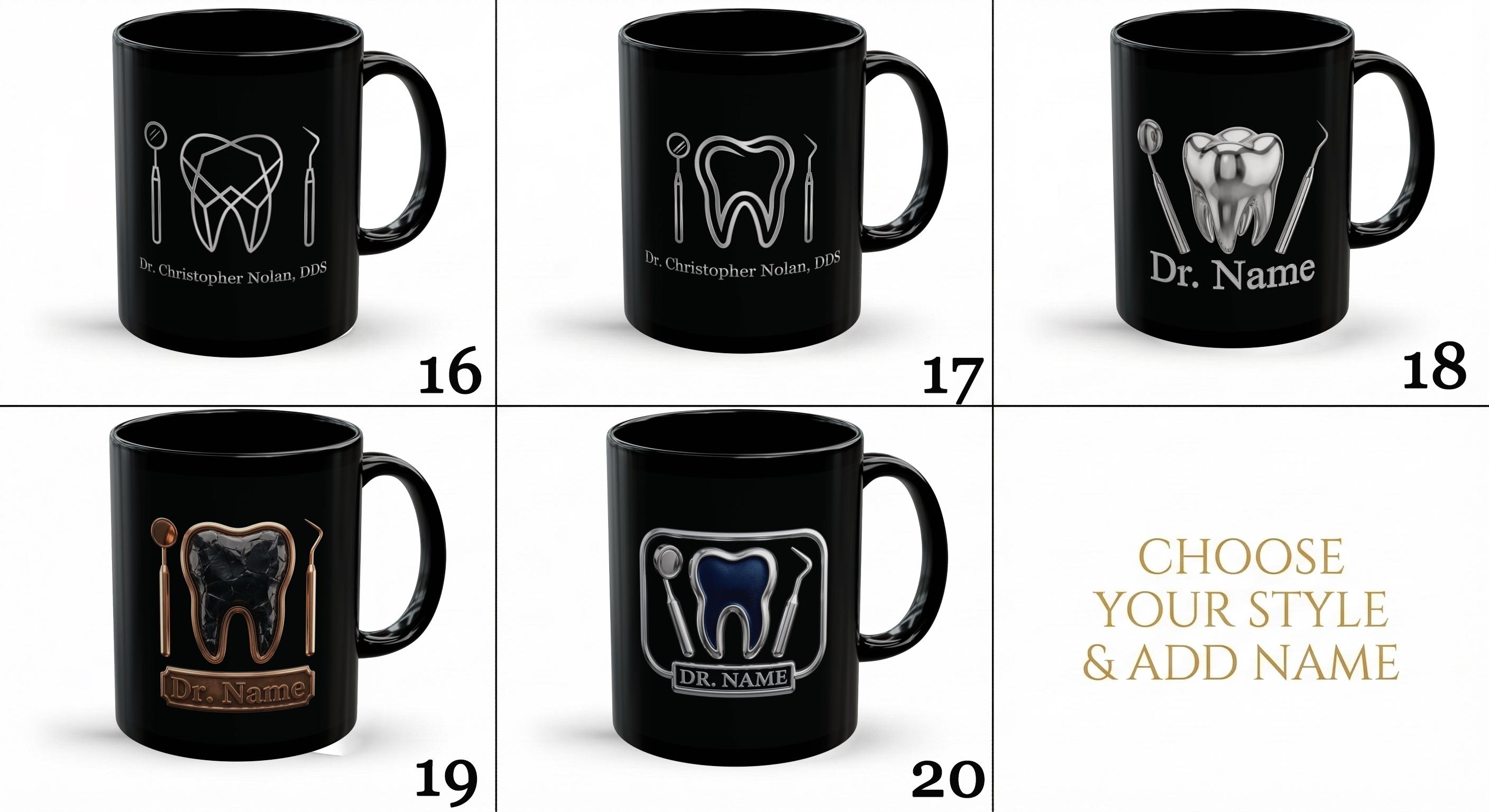 Personalized Dentist Mug | Gold Tooth, Black Ceramic - Etsy