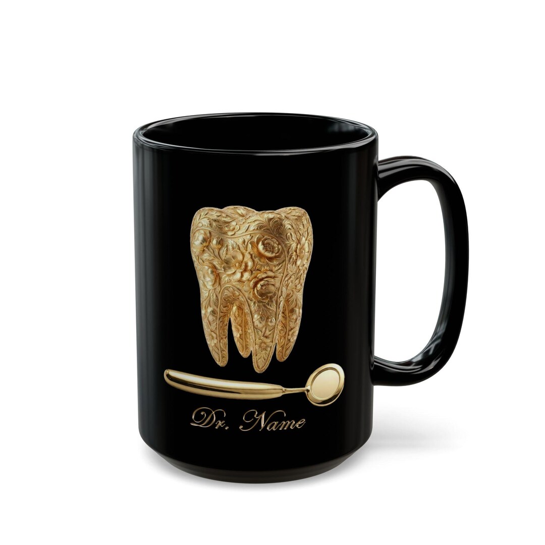 Personalized Dentist Mug | Floral Gold Tooth & Dental Mirror - Etsy