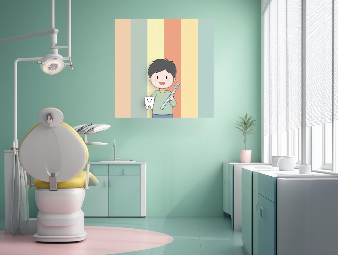 Cute Tooth Brushing Poster for Kids | Pastel Cartoon Dental Wall Art ...