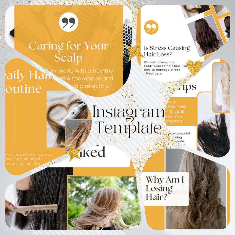 Editable Hair Instagram Post Template – Canva Social Media Bundle for ...
