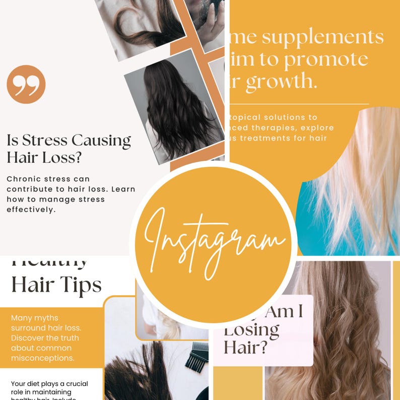 Editable Hair Instagram Post Template – Canva Social Media Bundle for ...
