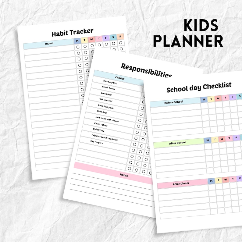 Printable Kids Chore Chart PDF | Weekly Responsibility Tracker for Boys ...