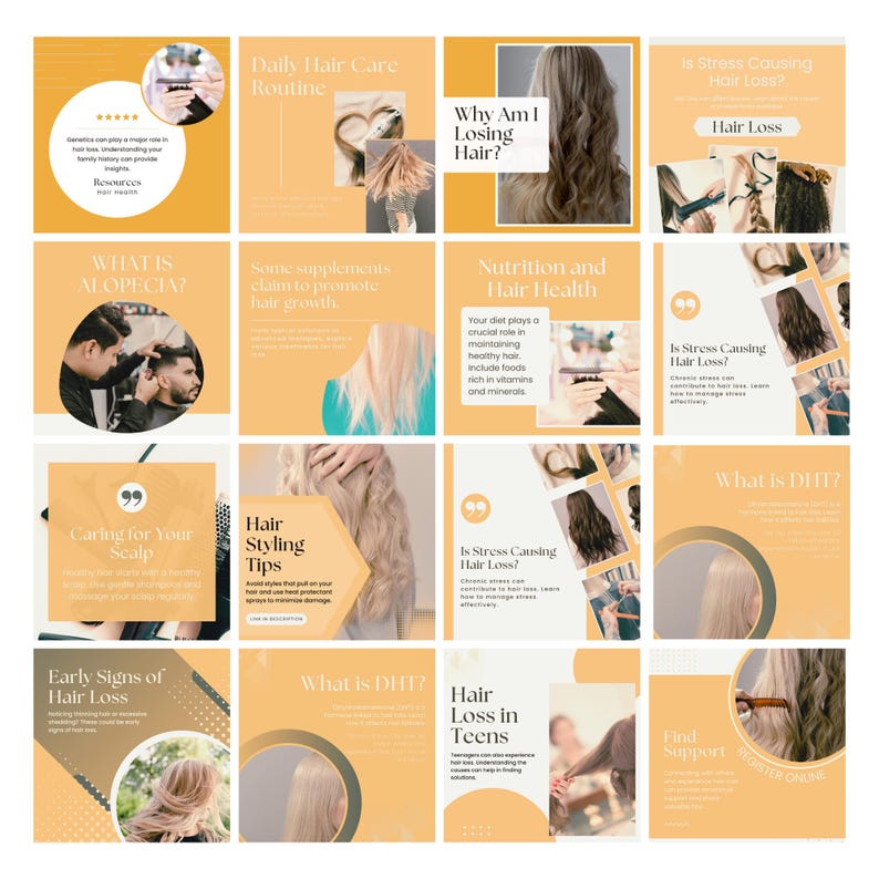 Editable Hair Instagram Post Template – Canva Social Media Bundle for ...