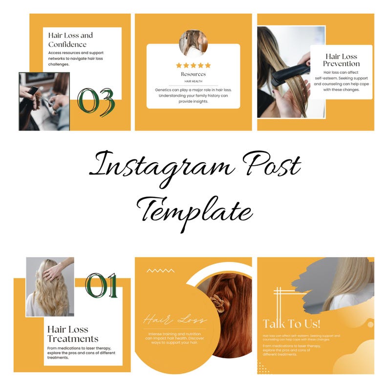 Editable Hair Instagram Post Template – Canva Social Media Bundle for ...