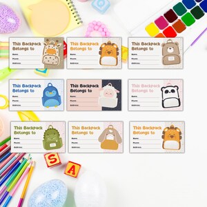 Editable Animal Bag Tags for Kids – Cute Printable Backpack Name Tags ...