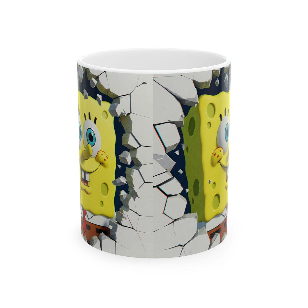 Spongebob Breakthrough Ceramic Mug, Fun Gift for Kids, Cartoon-themed ...