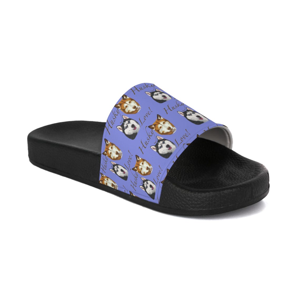 Husky Love Slide Sandals, Cute Animal Footwear, Beach Flip Flops, Pet ...