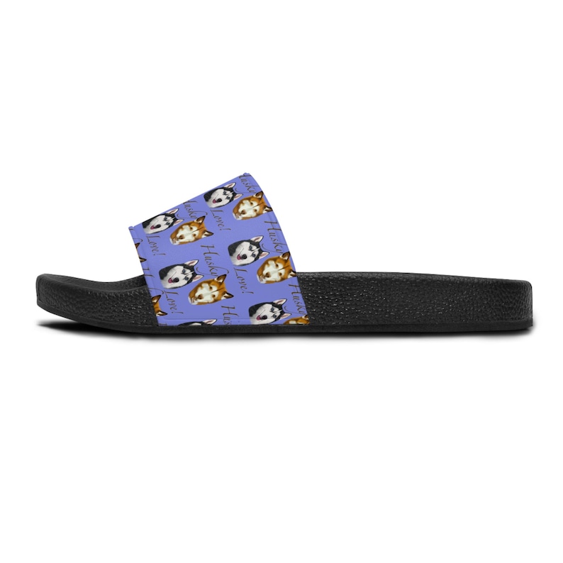Husky Love Slide Sandals, Cute Animal Footwear, Beach Flip Flops, Pet ...