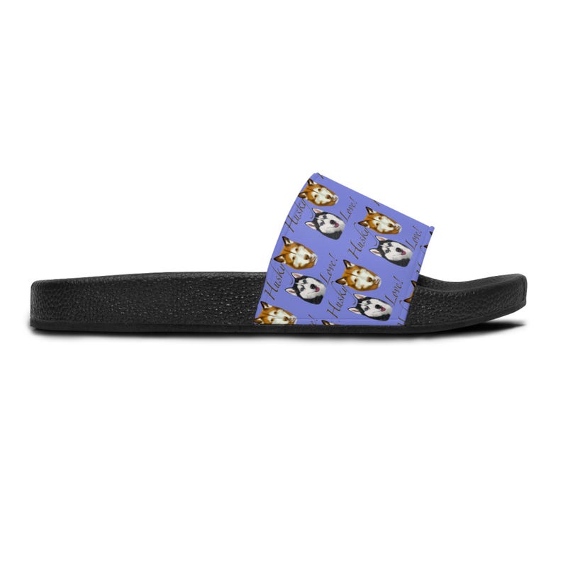 Husky Love Slide Sandals, Cute Animal Footwear, Beach Flip Flops, Pet ...