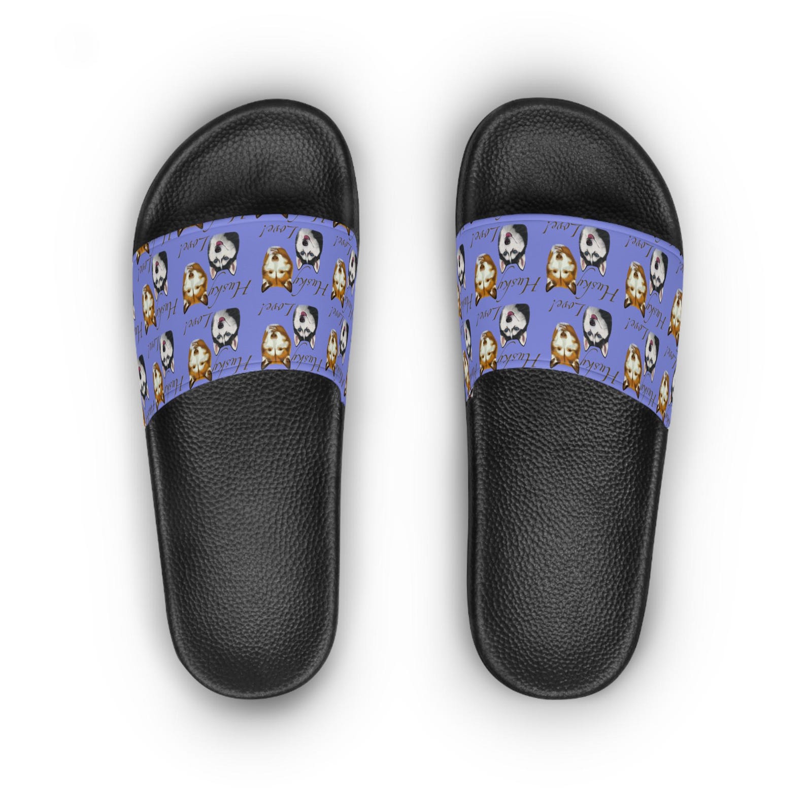 Husky Love Slide Sandals, Cute Animal Footwear, Beach Flip Flops, Pet ...